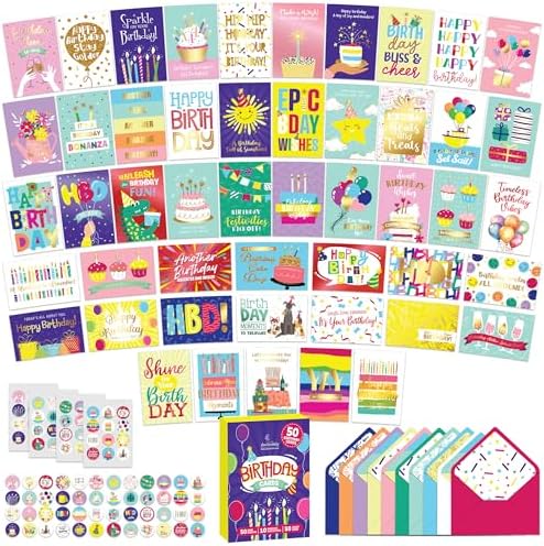 Amazon.com : 72 Happy Birthday Cards with Envelopes, Birthday Cards ...