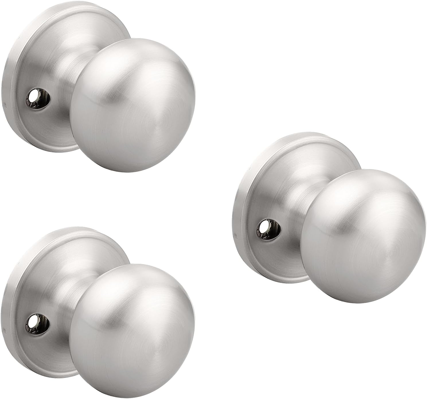 GOBEKOR 3 Pack Passage Door Knobs Interior Brushed Nickel Door Knob ...