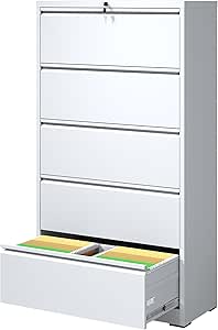 Amazon.com: 5 Drawer Lateral File Cabinets with Lock Office Filing Cabinet Steel Storage Cabinet ...