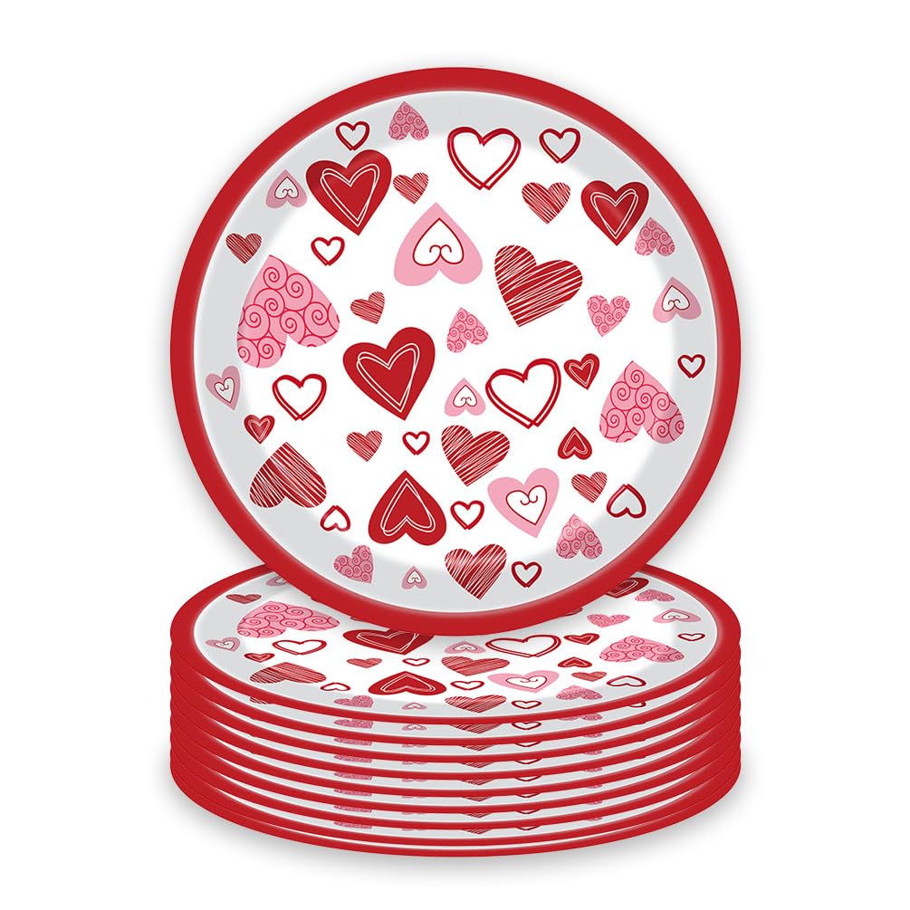 Amazon.com: Furimuk Valentine's Day Disposable Paper Plates Heart Love ...