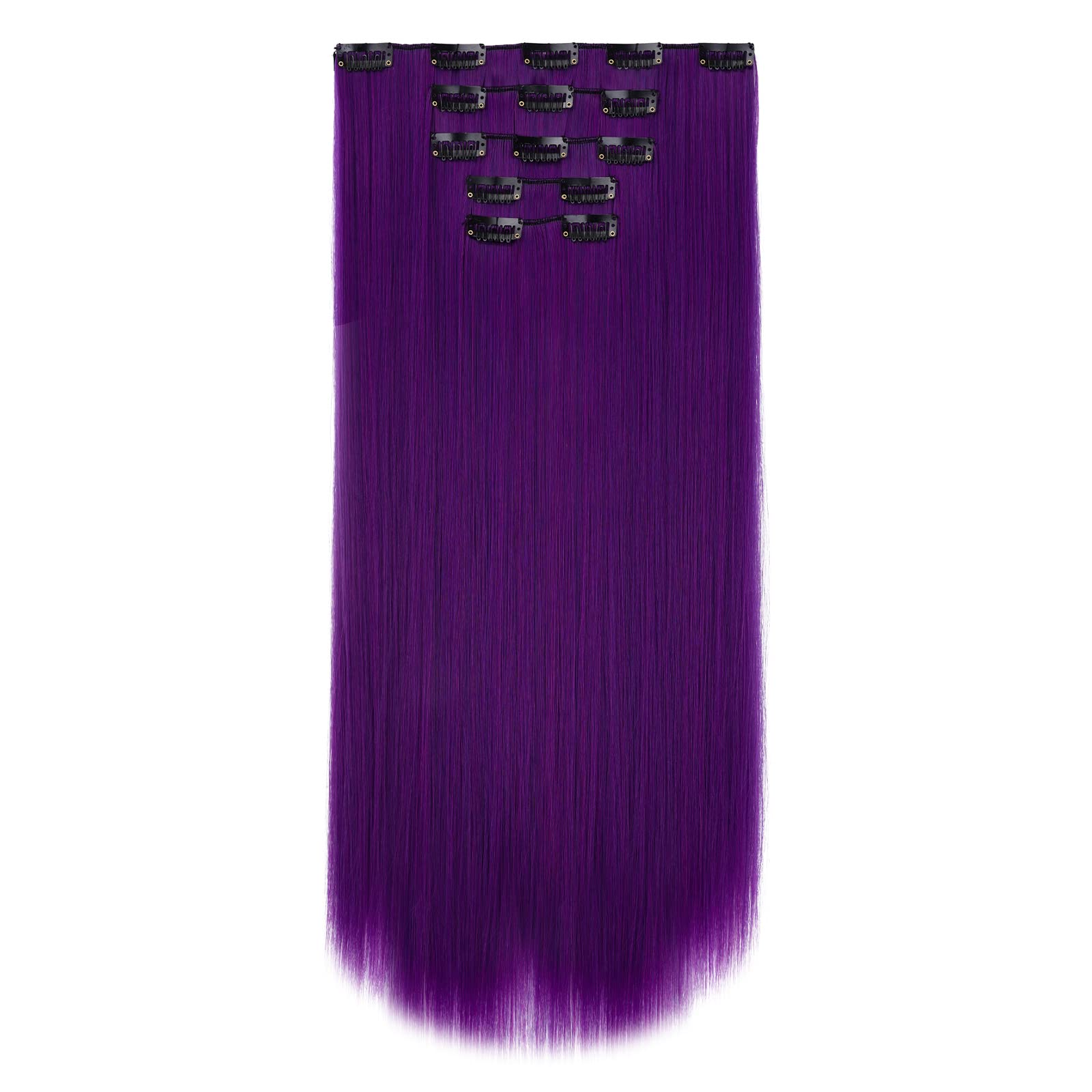 Amazon.com : HSPJHTM Purple Hair Extensions Straight Clip in Hair ...