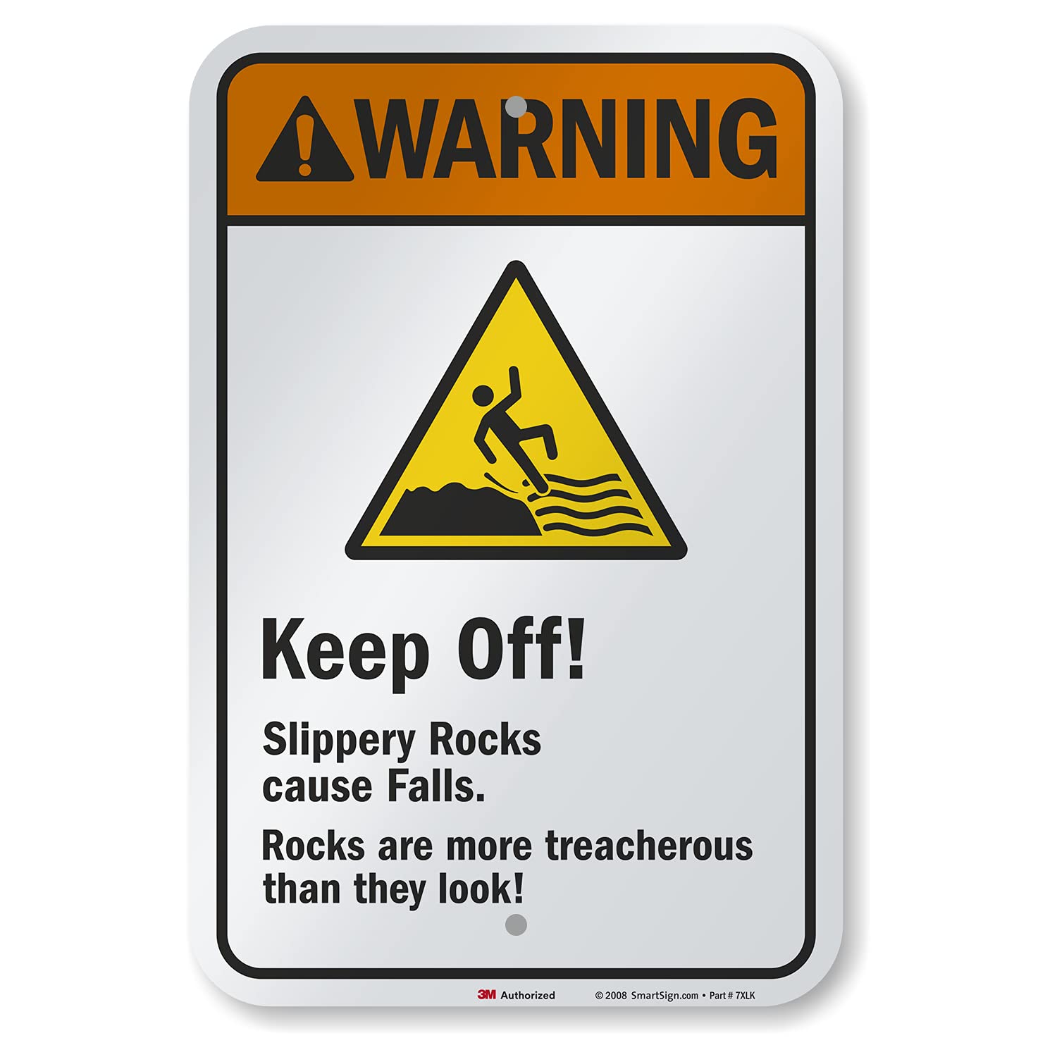 Amazon.com: SmartSign "Warning - Keep Off, Slippery Rocks Cause Falls ...