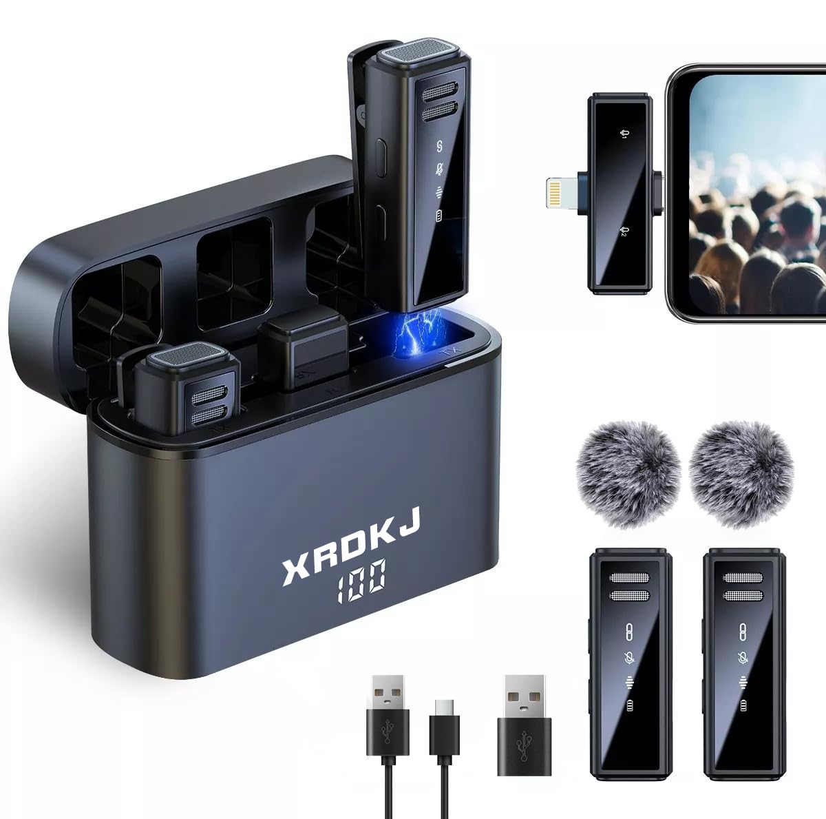 Amazon.com: XRDKJ Wireless Lavalier Microphone with Noise Cancellation ...