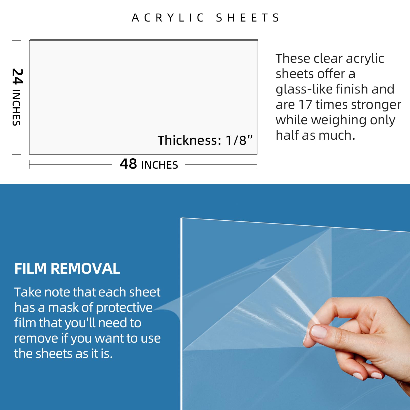 Snapklik.com : CALPALMY (2 Pack) 1/8" Thick Clear Large Acrylic Sheets ...