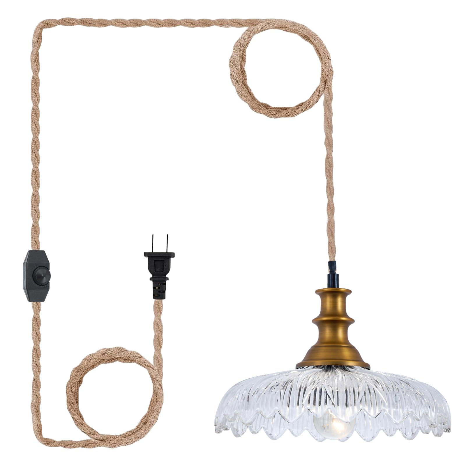 Plug in Pendant Light, Hanging Lights with 15FT Plug in Cord Dimmable ...