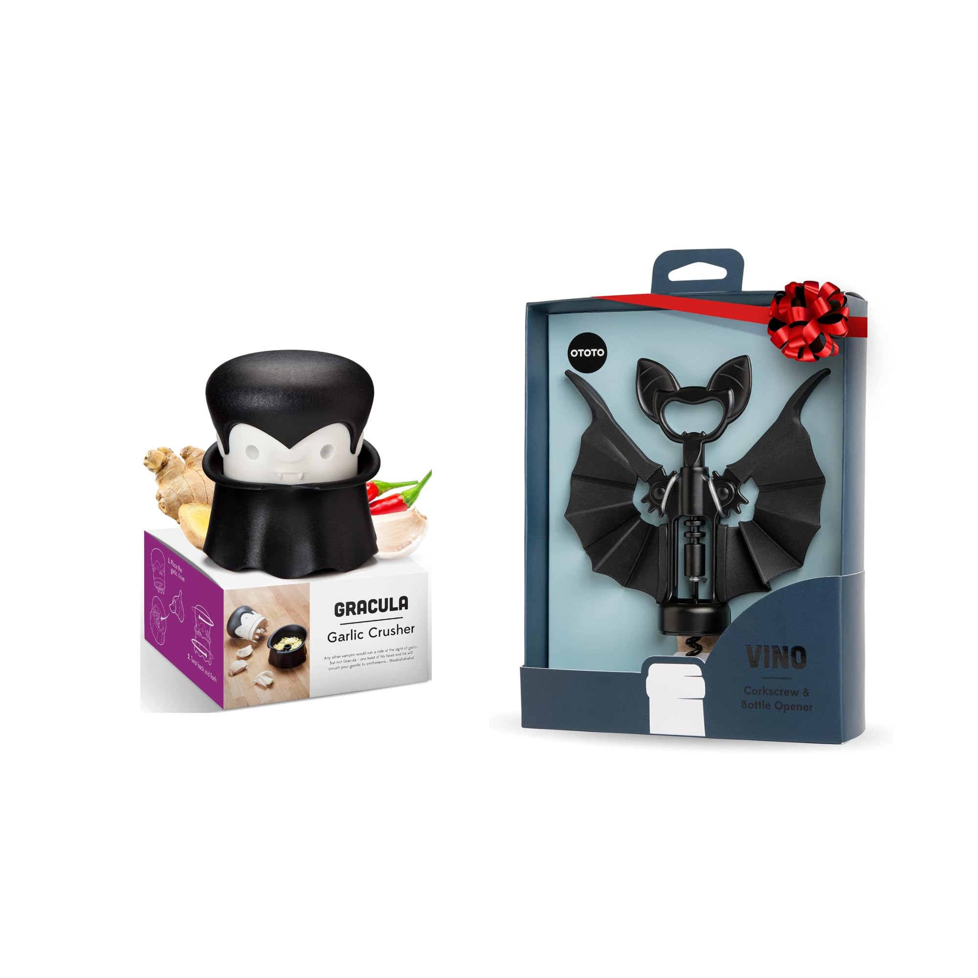Amazon.com: Gracula Garlic Crusher and Vino Spooky Bat 2-in-1 Wine ...