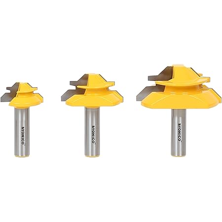 Yonico 15127 Lock Miter Router Bit, Miter Angle 45°, Stock Size Up to 3 ...