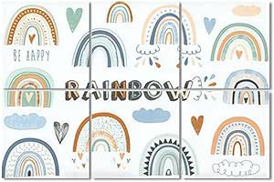 Amazon.com: 6 Pack Art Acoustic Panels Colorful Cute Rainbow Boho Set ...