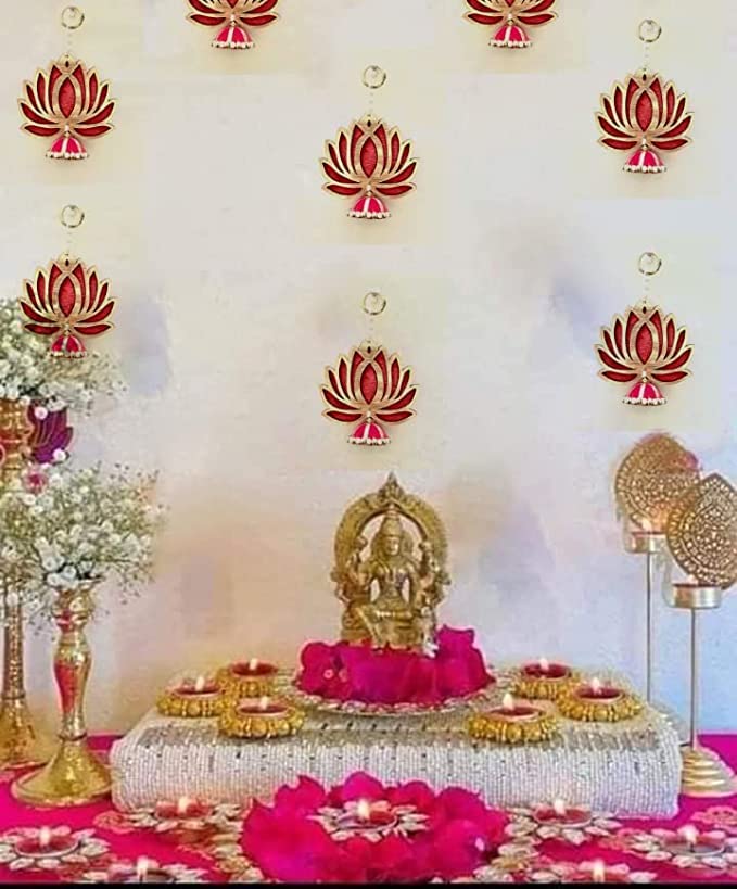 The Trends Handmade Beautiful Red Lotus backdrops with jhumki hangings ...