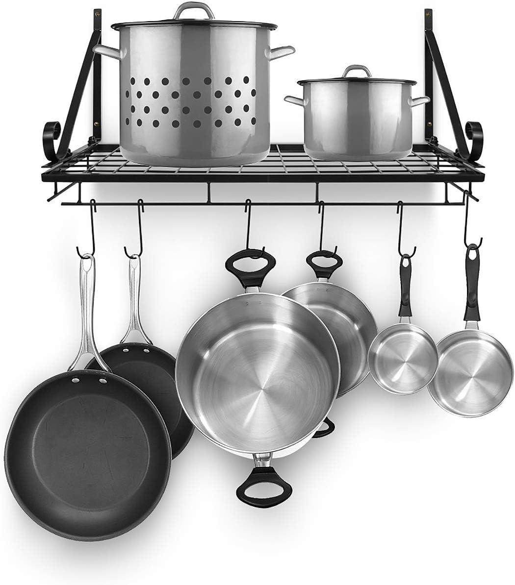 Sorbus Pots and Pan Rack — Decorative Wall Mounted Storage Hanging Rack ...