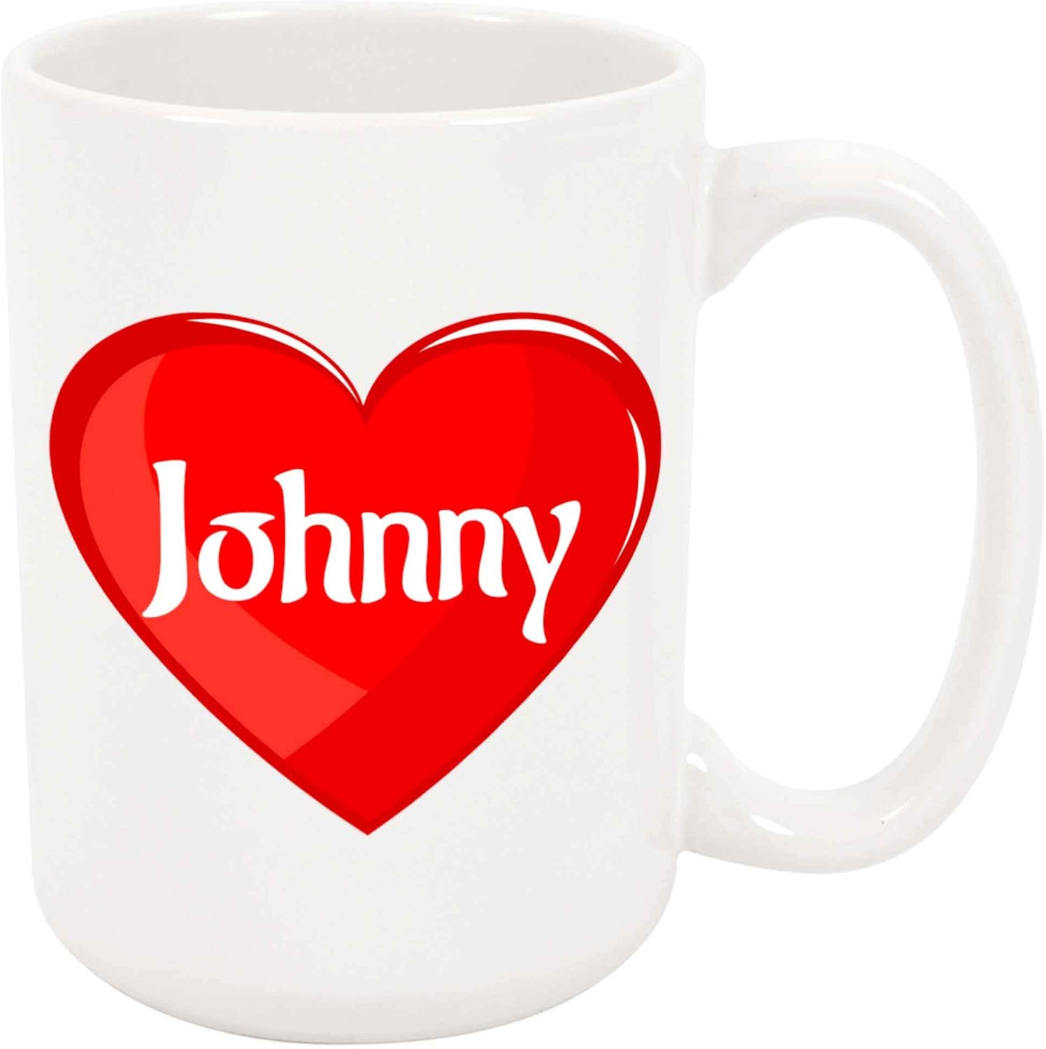 Amazon.com: Johnny Coffee Mug - Personalized Ceramic Heart Cup with ...