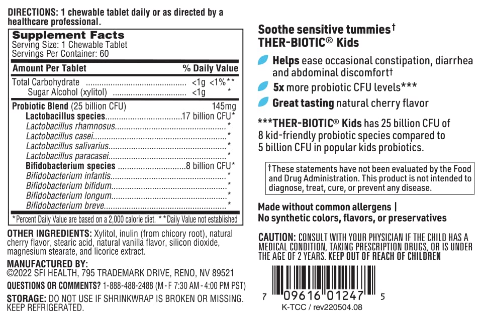 Snapklik.com : Klaire Labs Ther-Biotic Kids Chewable Probiotic - 25b ...