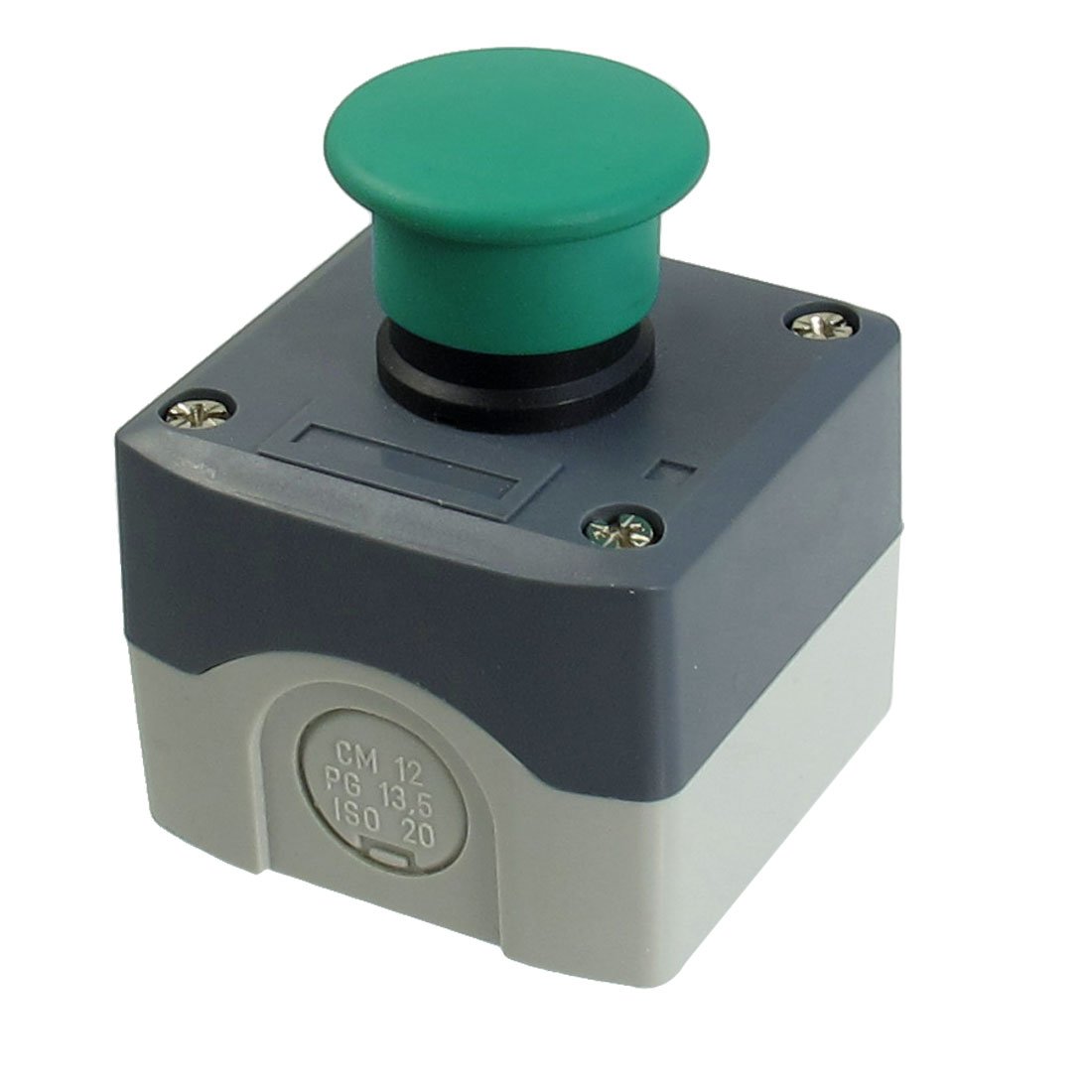 uxcell Gray Plastic Shell SPST Momentary Green Mushroom Push Button Switch 240V 3A: Electronic ...