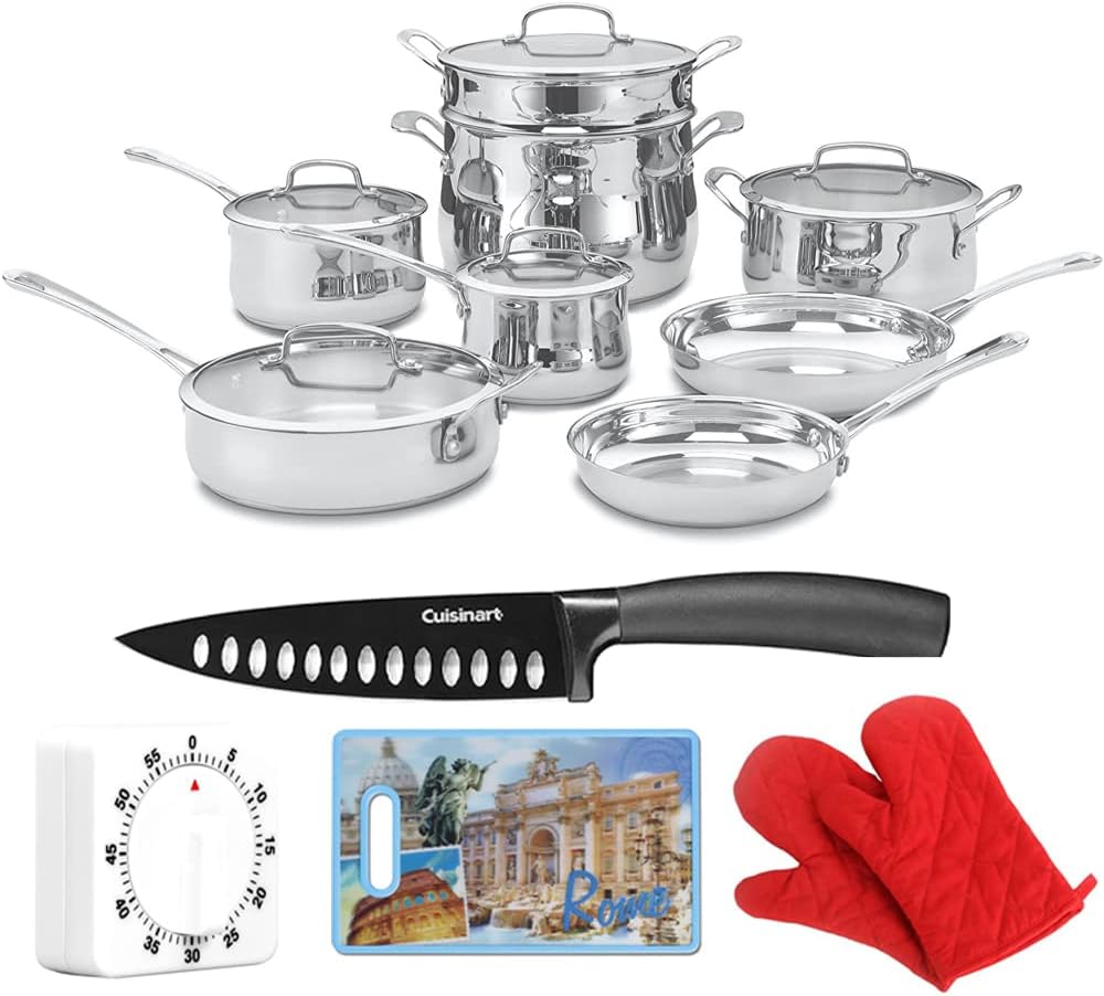 Amazon.com: Cuisinart 44-13 13 Piece Contour Stainless Steel Cookware ...