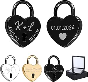 Personalized Heart Love Lock with Key - Custom Engraved Love Locks for ...