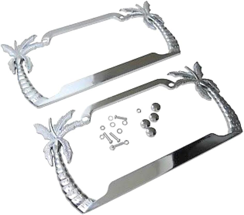 Amazon.com: Tropical Palm Tree Chrome Polished License Plate Frame (2 ...
