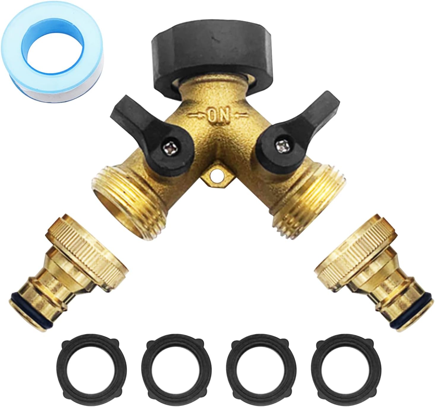 Xugoox Garden Hose Splitter 2 Way, 3/4 Inch Heavy Duty Brass Hose ...