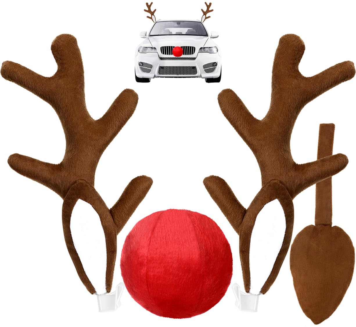 Amazon.com: Narremcoy Car Reindeer Antlers & Nose Decorations - Cute ...