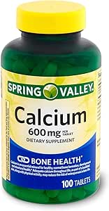 Amazon.com: Spring Valley Calcium 600mg Tablets for Bone Health - 100 ...