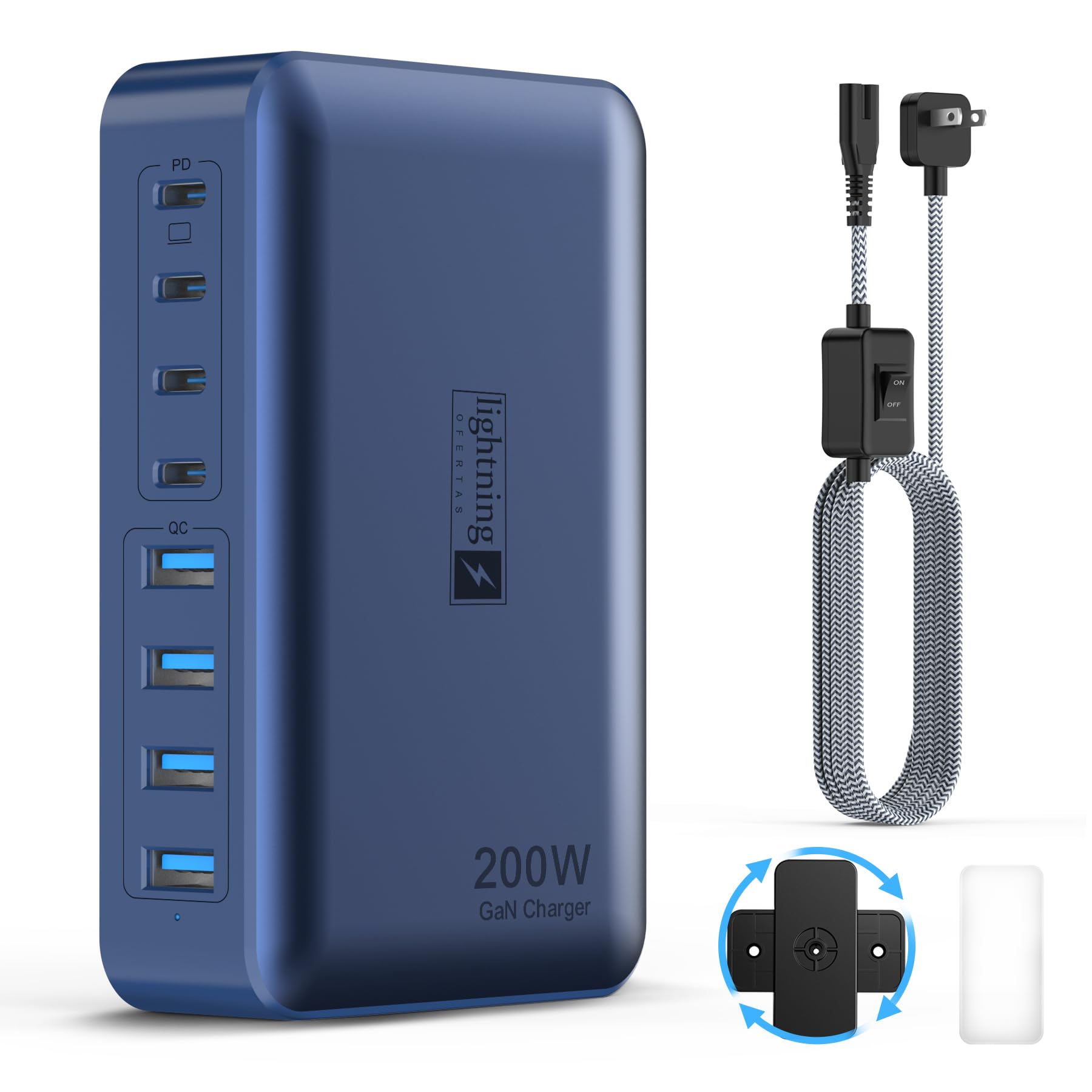 Amazon.com: 8-Port iPhone Charger Fast Charging 200W with Flat Plug ...