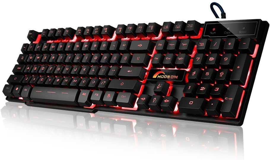 Moobom DB-A8 Mechanical Feel Gaming Keyboard,3 Color Backlit LED USB ...
