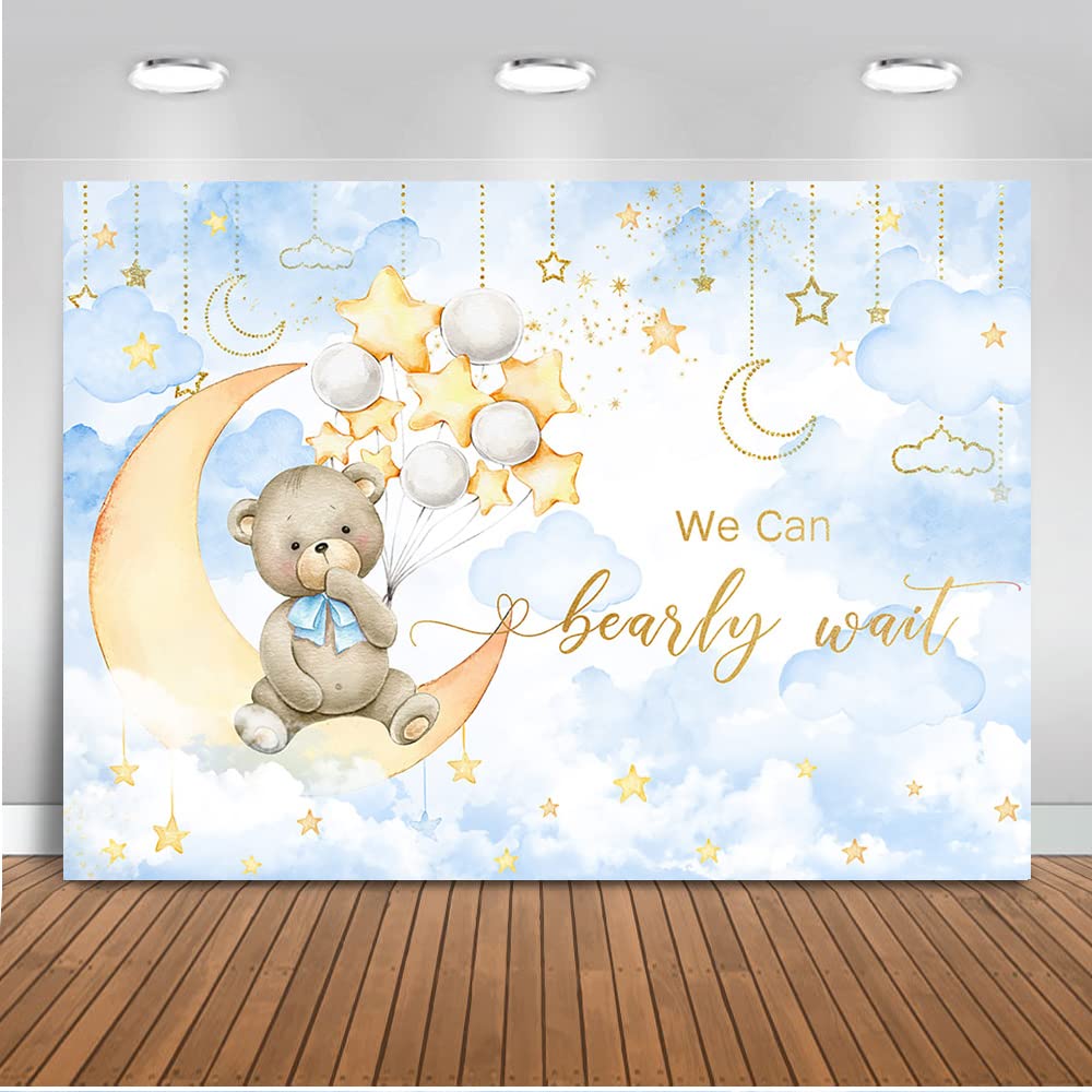 Amazon.com : Mocsicka We Can Bearly Wait Backdrop Moon Star Cloud Bear ...
