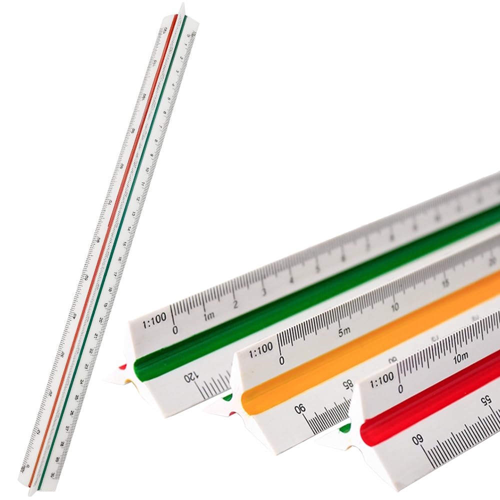 1 PCS Architectural Triangular Scale Ruler Metric 1:100, 1:200, 1:250, 1:300, 1:400, 1:500 ...