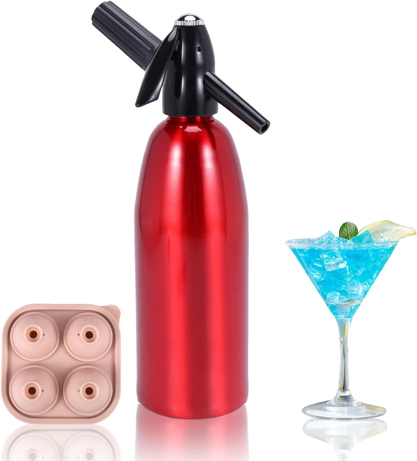 Amazon.com: LANGSHI Soda Siphon, 1 Liter Silver Soda Water Siphon Sparking Water Maker, Portable ...