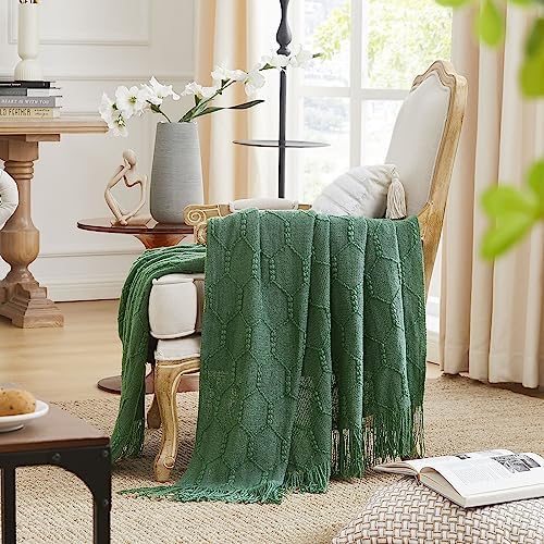KASYLAN Knitted Throw Blanket Textured Solid Soft Sofa Throw Couch ...