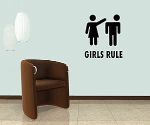 Amazon.com: Wall Decal Vinyl Sticker Girls Rule Lettering Quote Sign ...