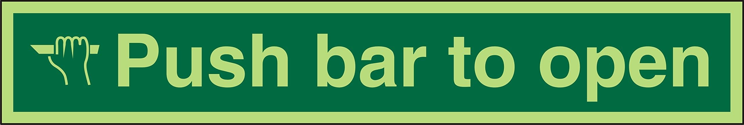 Amazon.com: Seco Push Bar to Open Sign, 300mm x 50mm - Photoluminescent ...