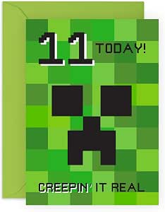 11th Birthday Minecraft-Inspired Card - 'Creeping It Real 11' Gamer ...