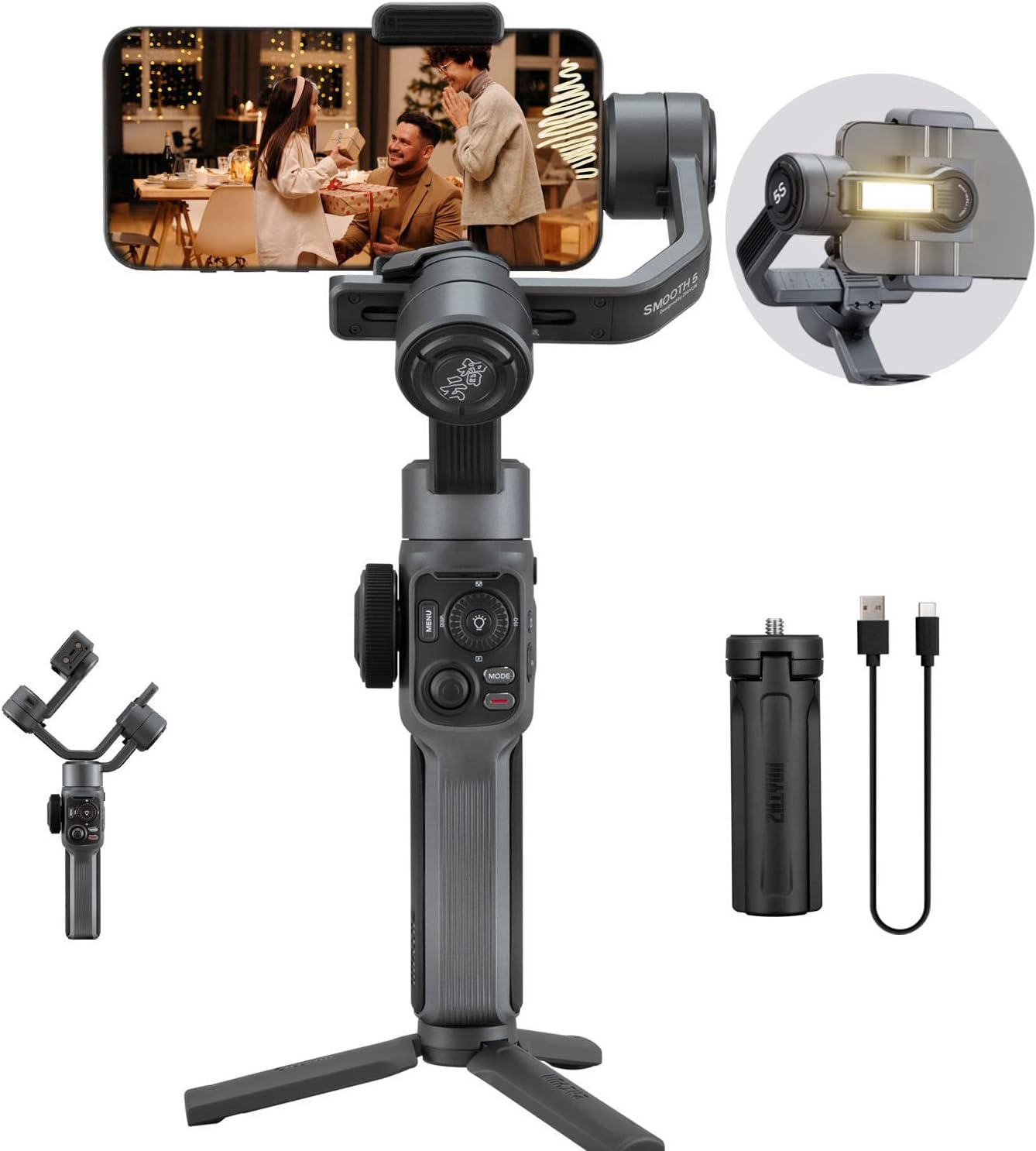 Amazon.com: ZHIYUN Smooth 5S AI Pro Gimbal Stabilizer for Smartphone 3 ...