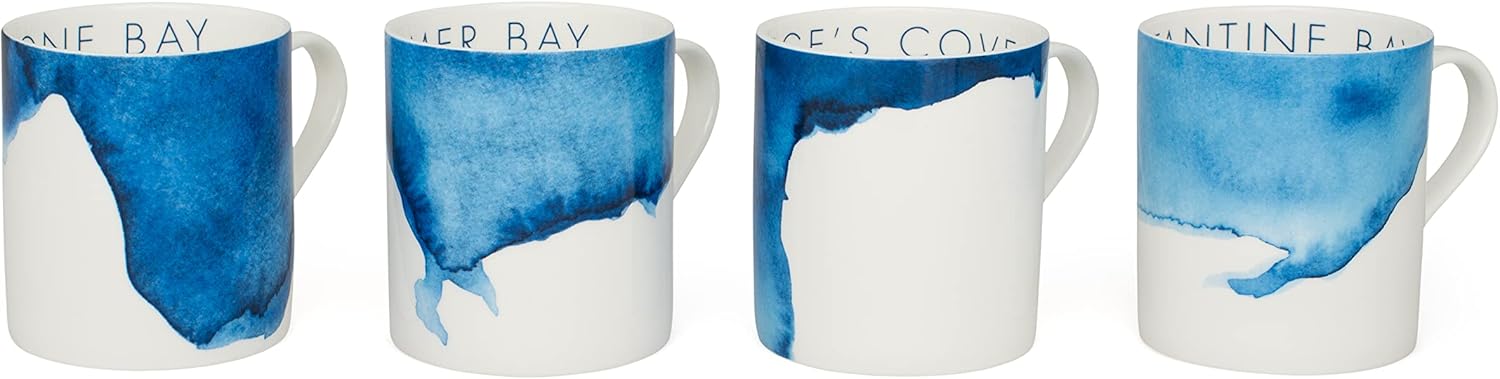 Rick Stein Coves of Cornwall - 4 Piece Bone China Mug Set - Perfect for ...