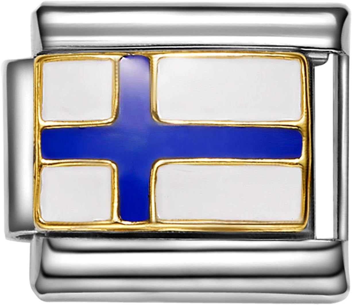 Amazon.com: STYLYSH CHARMS Finland Finnish Flag Enamel Italian 9mm Link ...