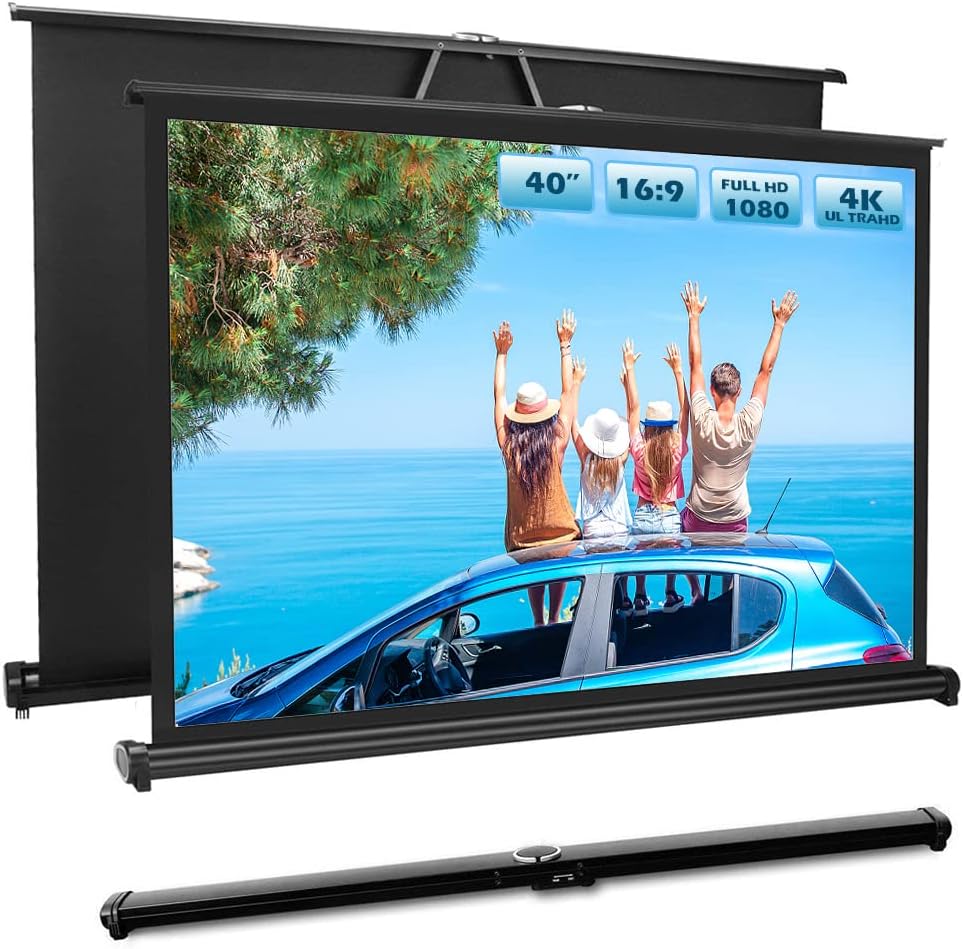 Amazon.com: 40" Inch Portable Projection Screen16:9 Small Retractable ...