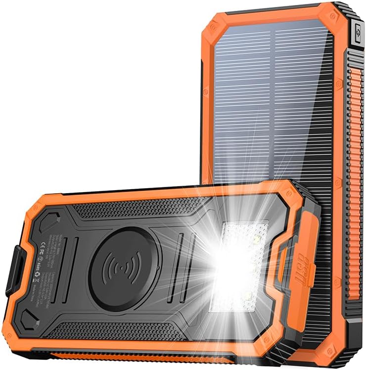 Amazon.com: Solar Charger Power Bank, 20,000mAh Portable Wireless ...
