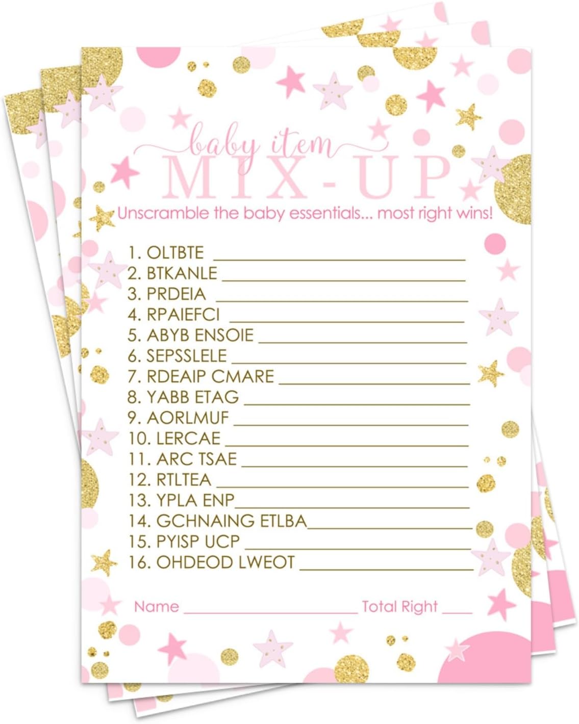Amazon.com: Twinkle Little Star Baby Shower Game Word Scramble 25 Count ...