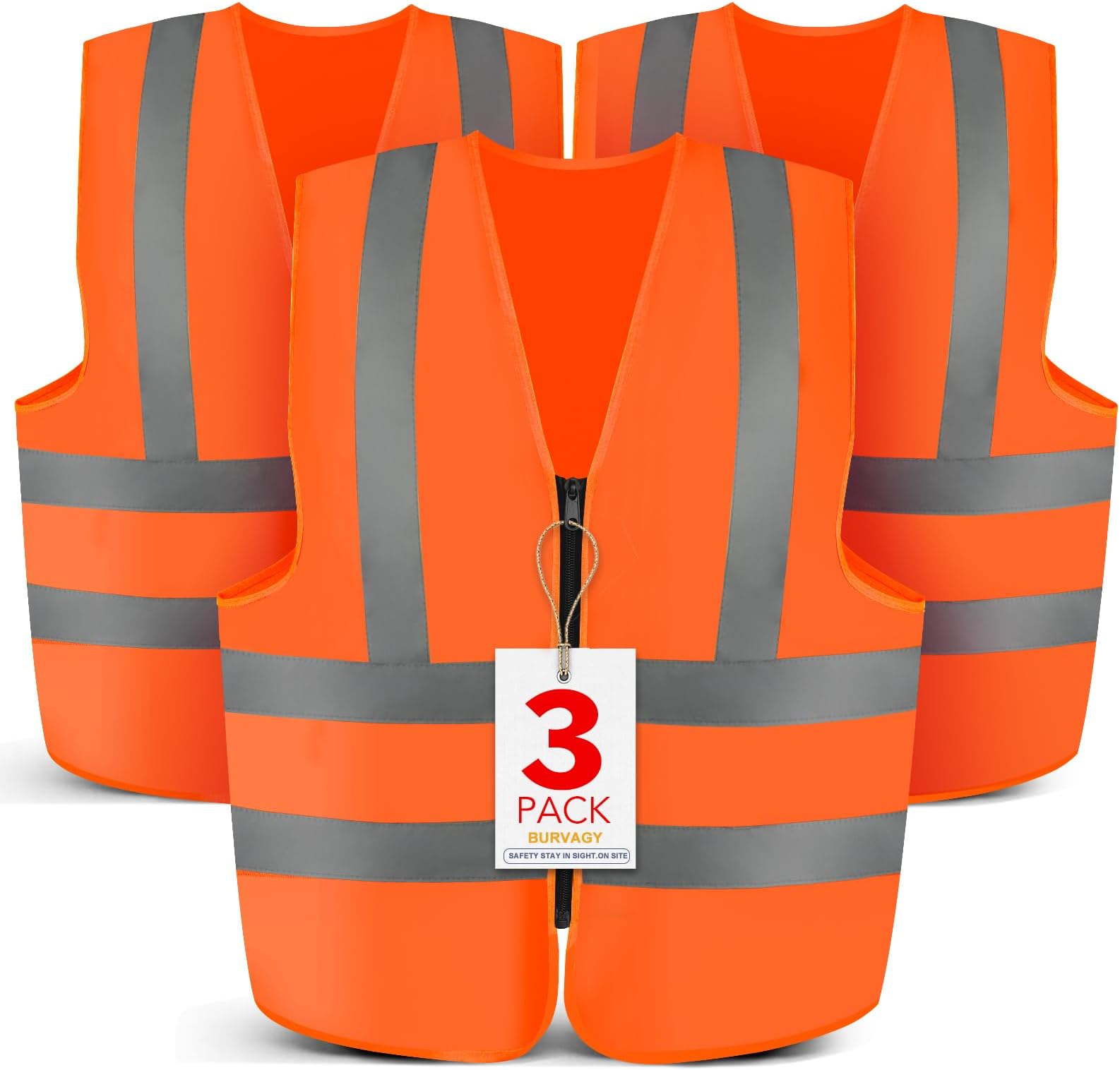 BURVAGY 3-Pack Reflective Safety Vest For Women Men - High-Visibility ...