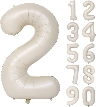 Amazon.com: 40 In Cream white Number Balloons Helium Foil Mylar Balloon ...