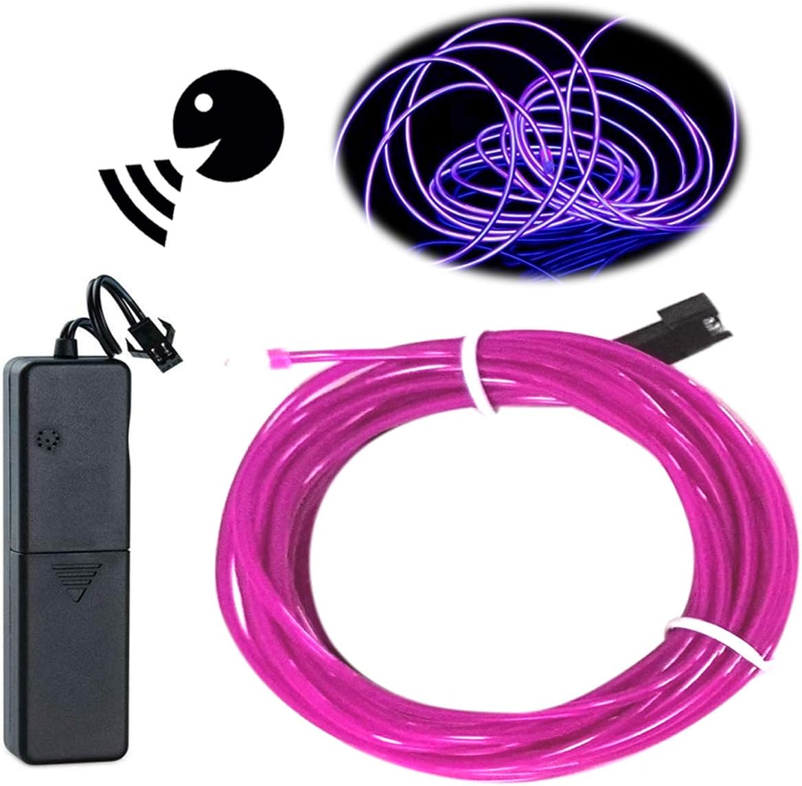 Amazon.com: MaxLax EL Wire Purple, Sound Activated/Constant Light/Slow ...