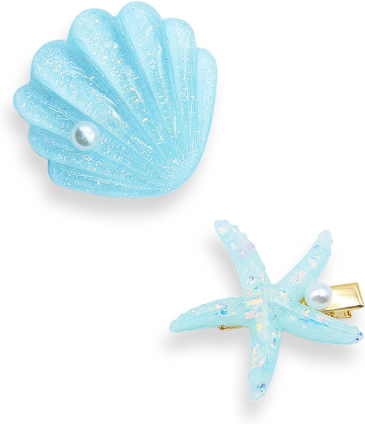 Amazon.com : IKUHRMO Starfish Shell Pearl Hair Clip Set, Artificial ...