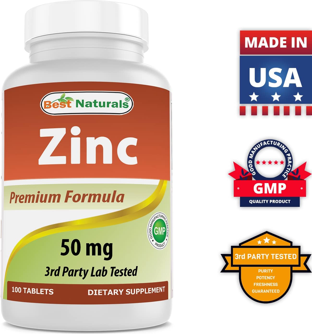 Best Naturals Suplementos de zinc de 50 mg (como gluconato de zinc ...