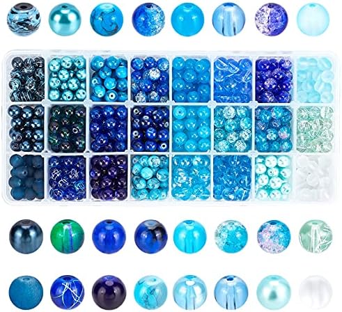 Amazon.com: 720pcs Glass Beads for Jewelry Making 8mm, 24 Colors Bead ...