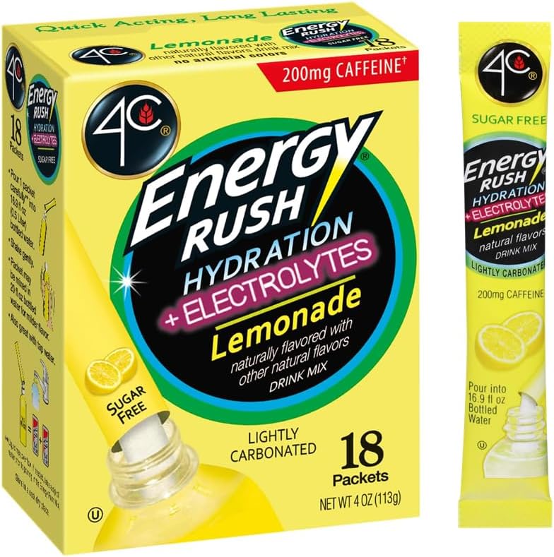 Amazon.com : 4C Energy Rush PSD with Electrolytes 18ct Lemonade, Single ...