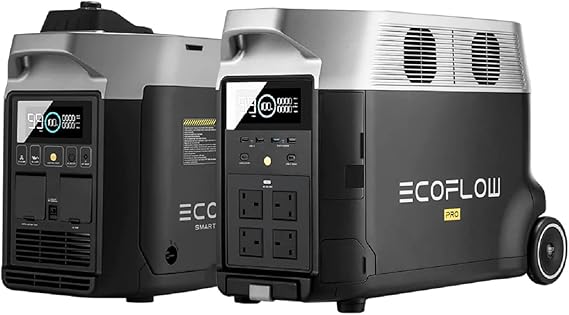 EF ECOFLOW Delta Pro 9KWh/3600W Home Backup Power, Solar Generator with 4L Unleaded Gasoline ...