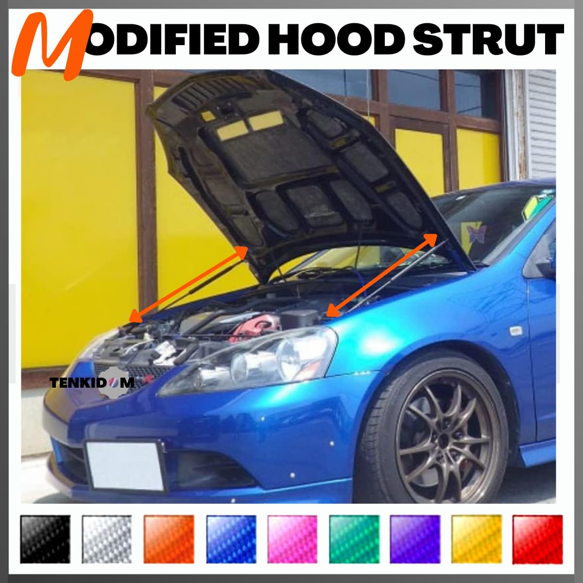 Snapklik.com : TENKIDOM Carbon Fiber Hood Struts Compatible