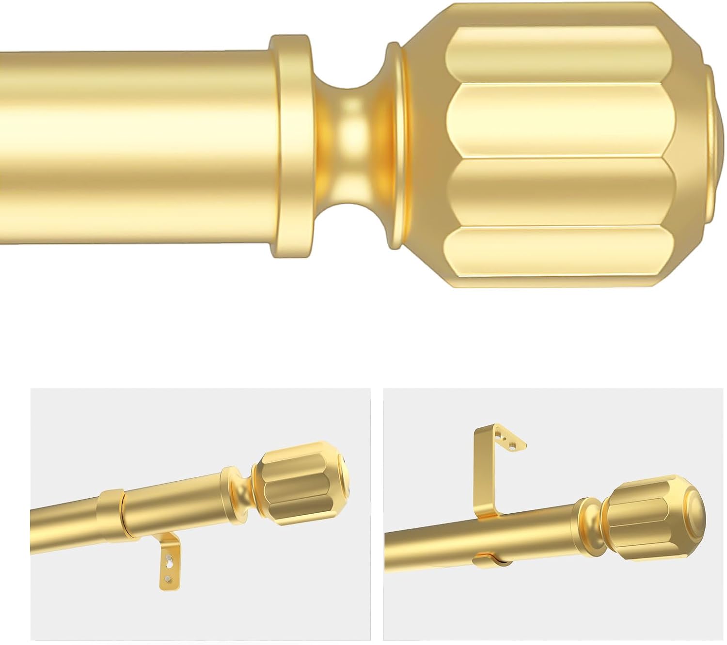 Amazon.com: Gold Curtain Rods for Windows 66 to 120: 1 Inch Heavy Duty ...