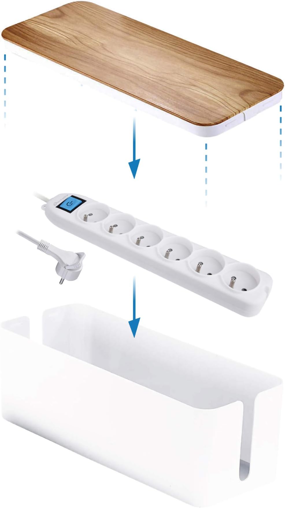 Cache multiprise - avec multiprise intégré, USB-C, USB-A, 5 x Prises ...