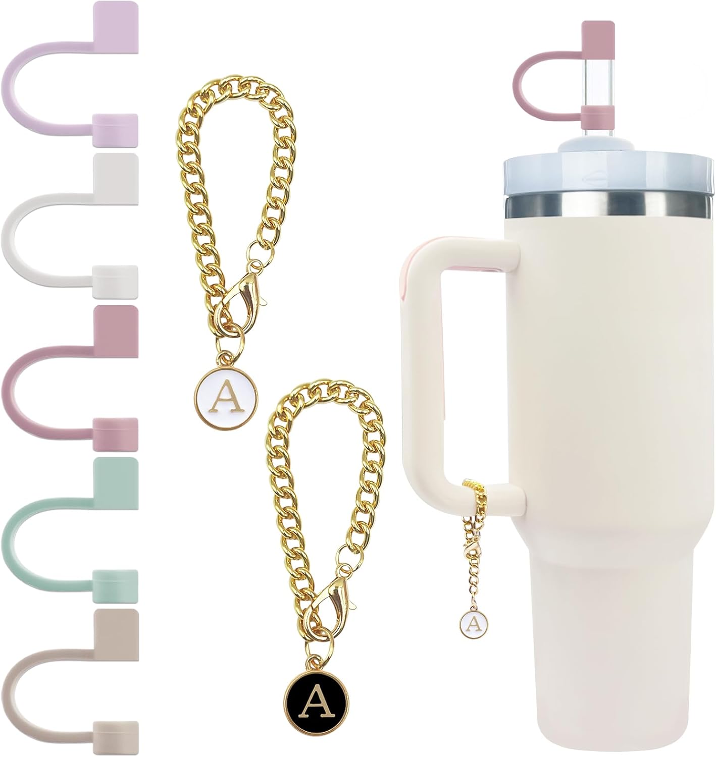 Amazon.com | Velaco 5Pcs Silicone Straw Covers Cap and 2 PCS Letter ...